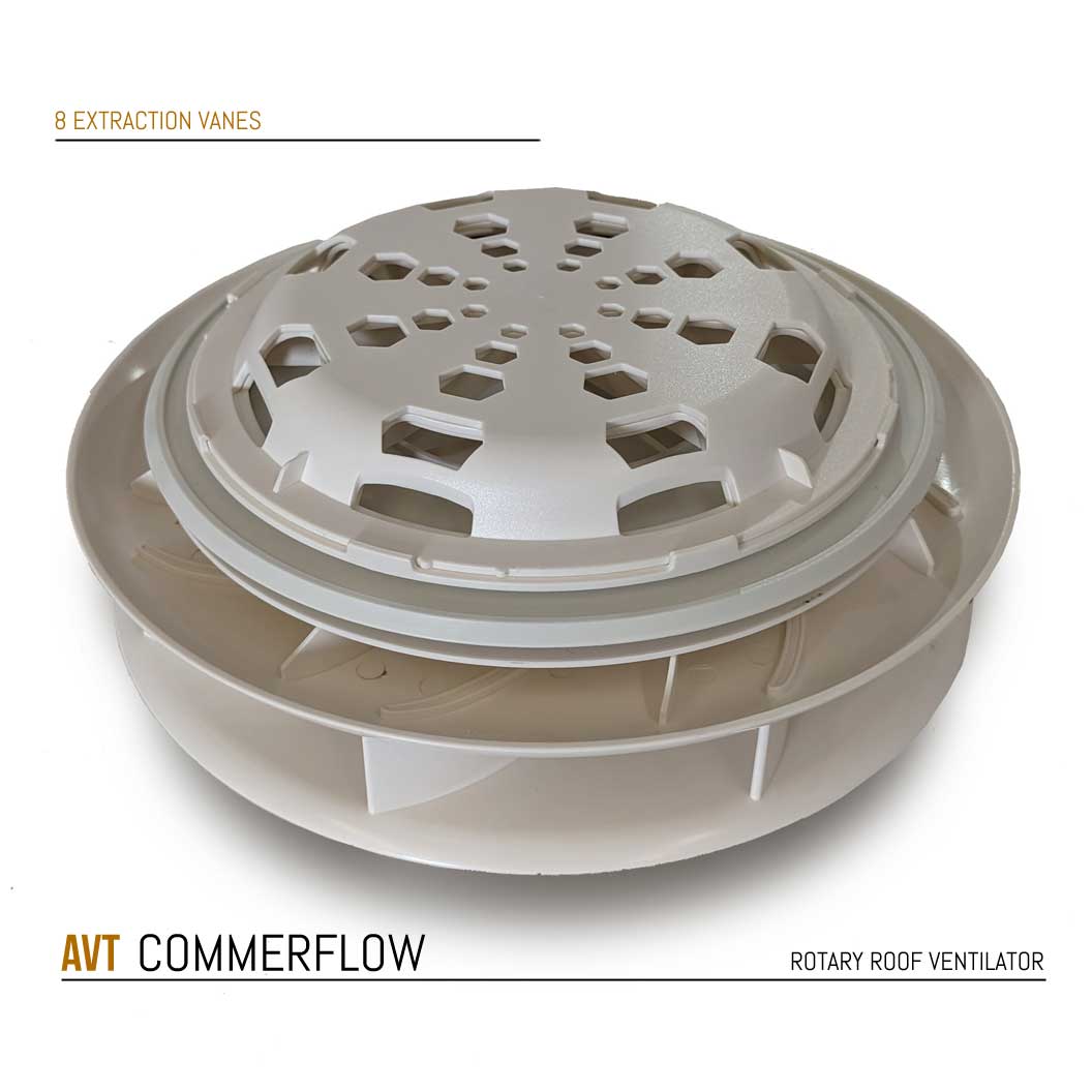 COMMERFLOW Low Profile TRUCK Spinning Van Roof Vent Air Extractor ...